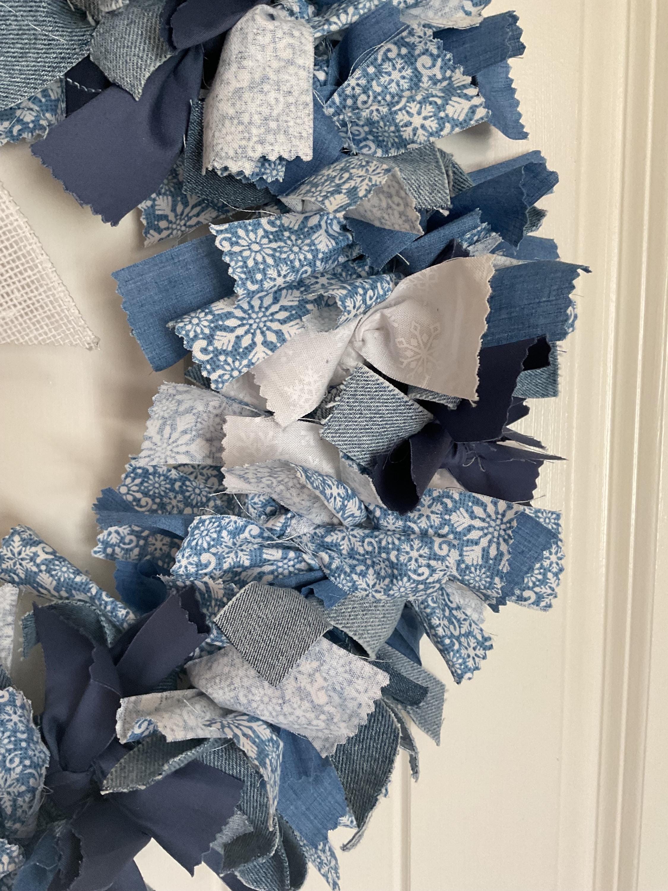 Denim and Snowflakes Rag Wreath - Etsy