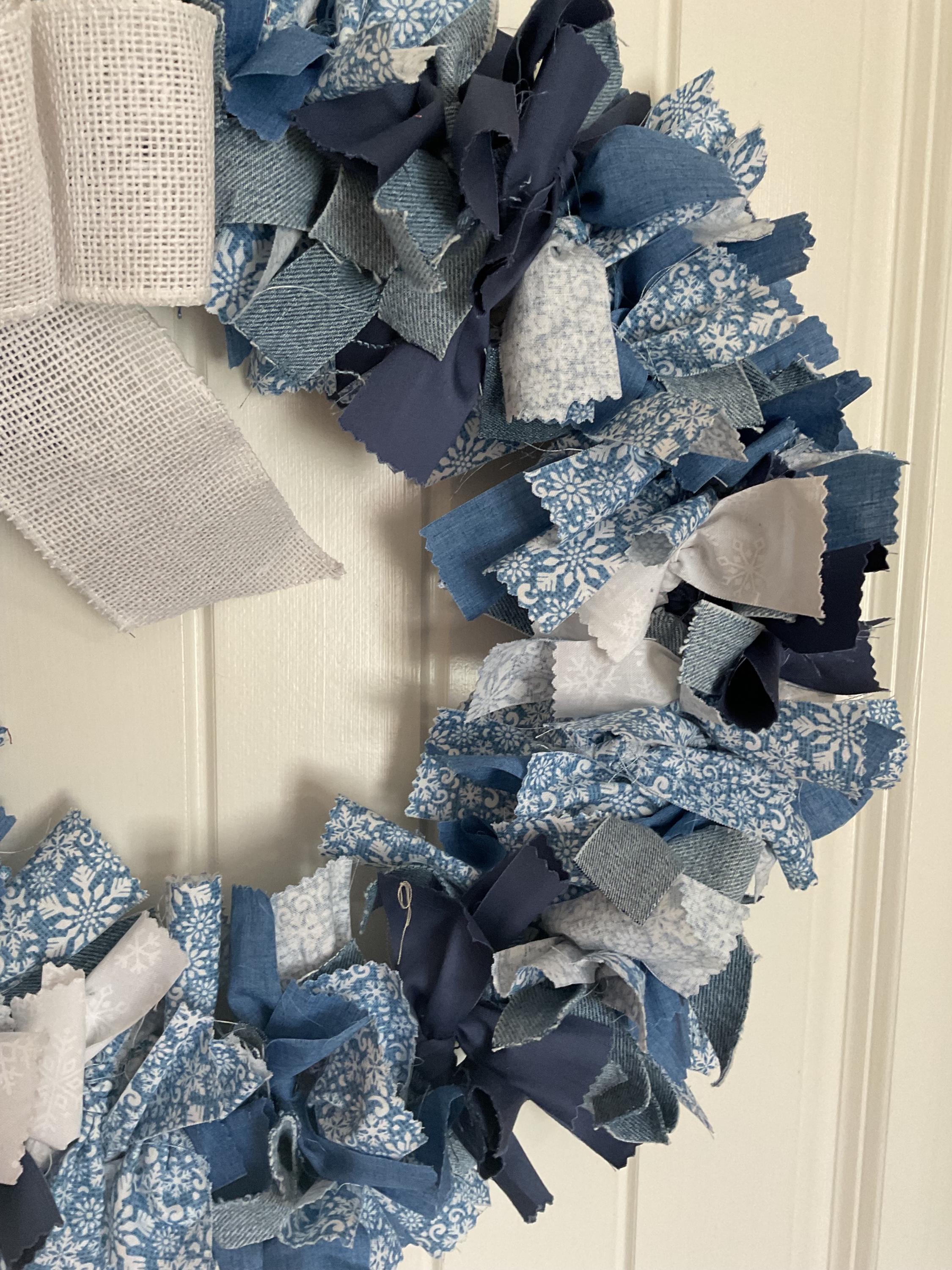 Denim and Snowflakes Rag Wreath - Etsy