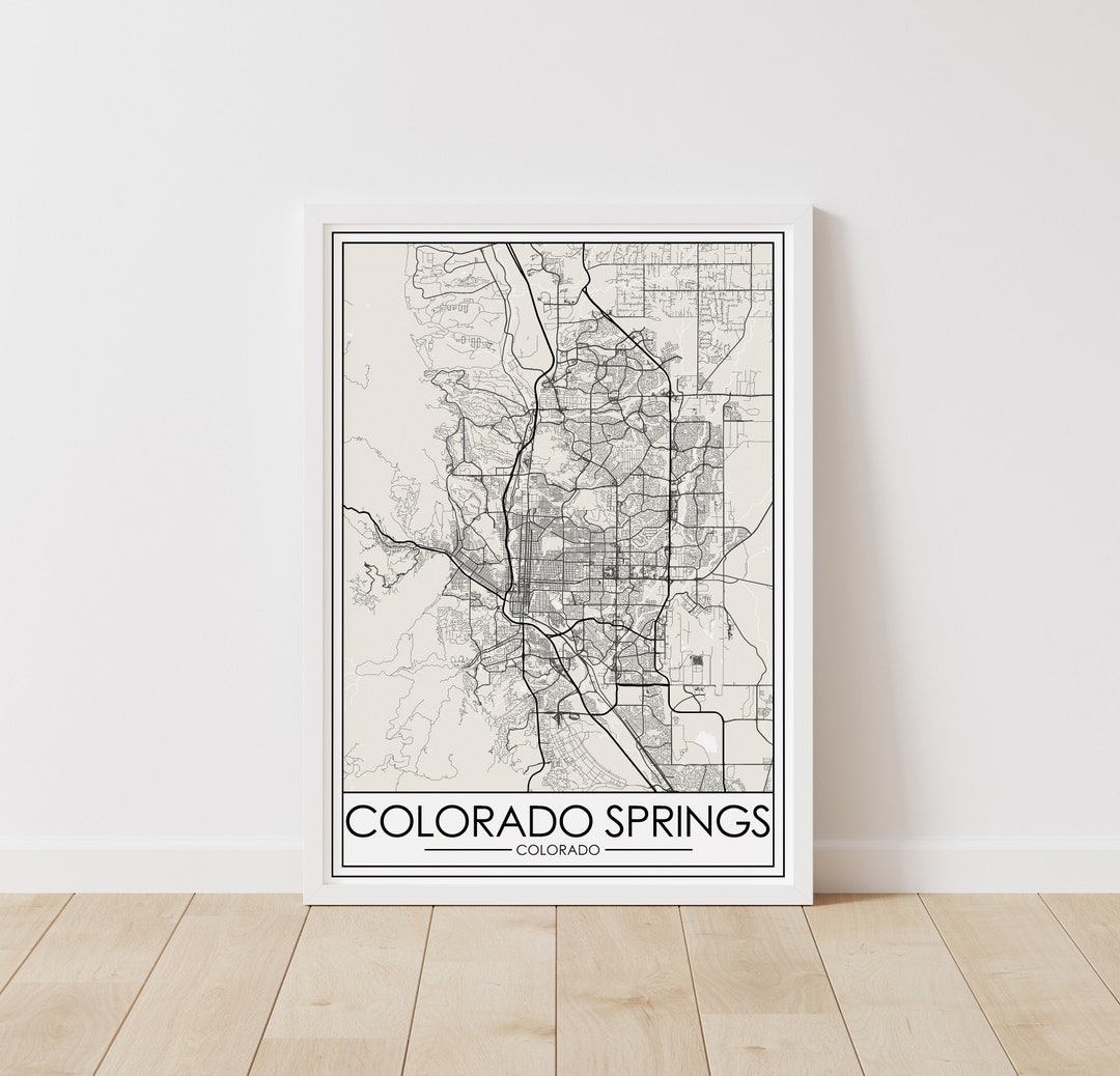 Colorado Springs, Colorado Map – Colorado Digital Download – Colorado ...
