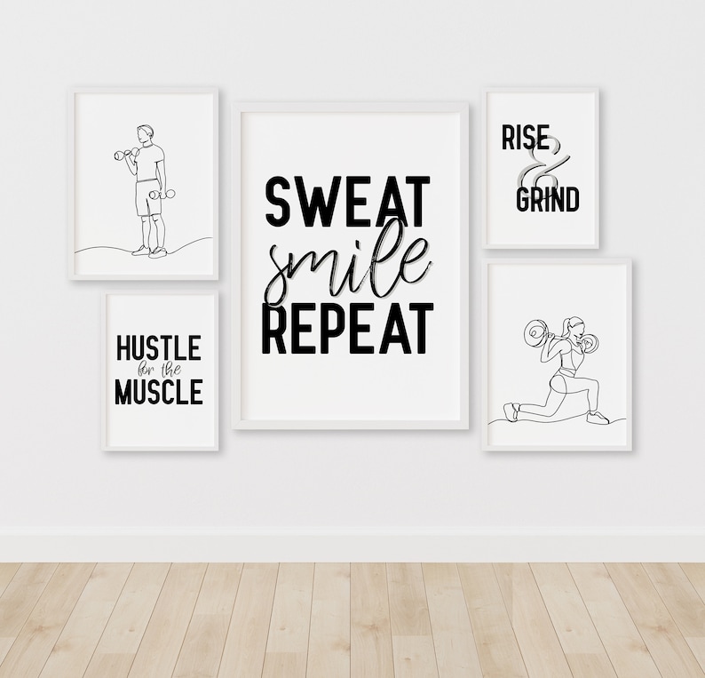 Home Gym Motivation Posters - Quote Art Print - Workout Inspirational ...