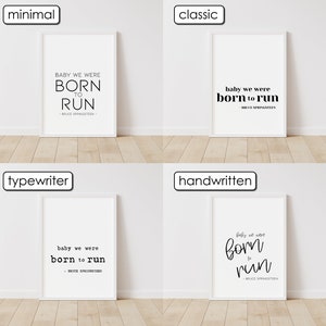 Born to Run by Bruce Springsteen - Quote Art Print, Printable Lyrics ...