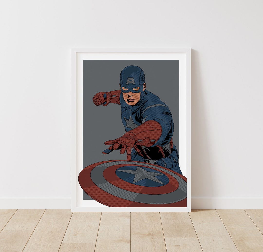 Marvel Captain America Avengers Line Art Instant - Etsy