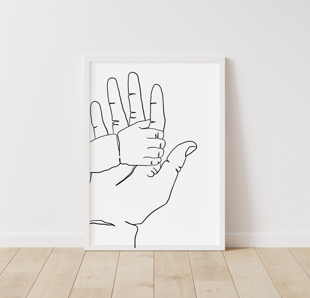 Baby and Parent Holding Hands Line Art – Infant Hands Print – Child and ...