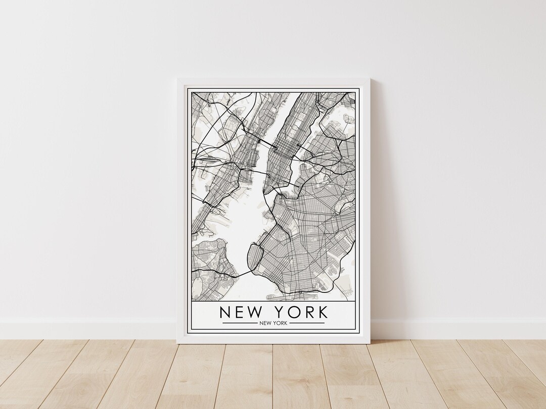 New York City Map – Street Map – Digital Download – Wall Art – Office ...