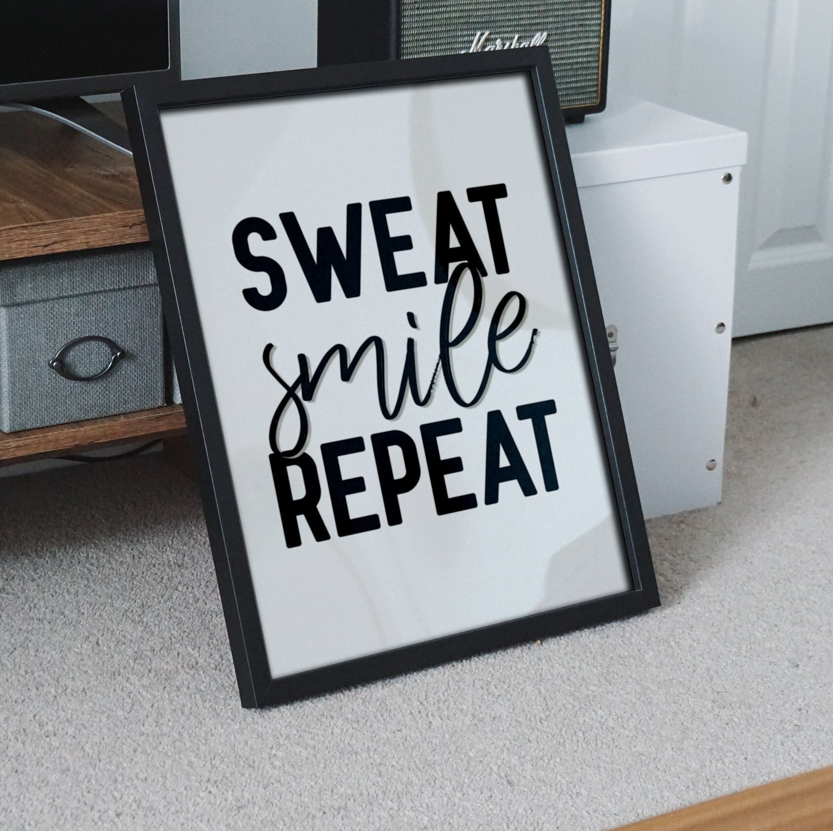 Home Gym Motivation Poster Sweat Smile Repeat Quote Art - Etsy