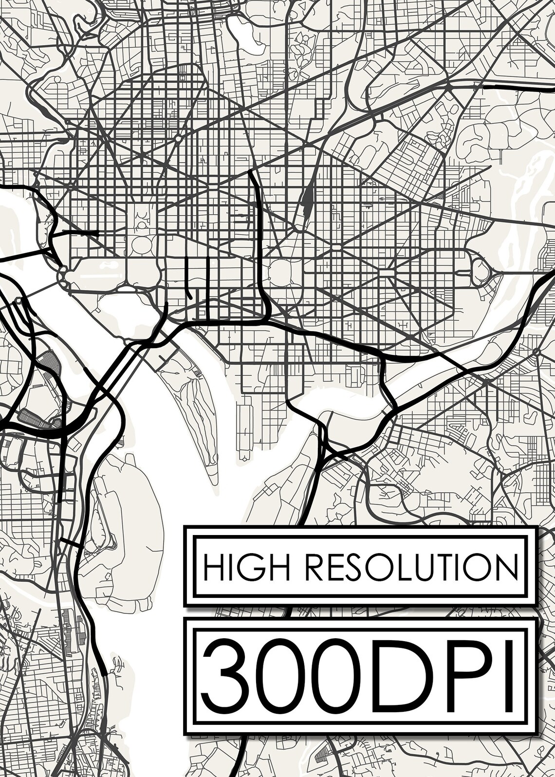 Washington D.C. Map Washington D.C. Map Digital Download | Etsy