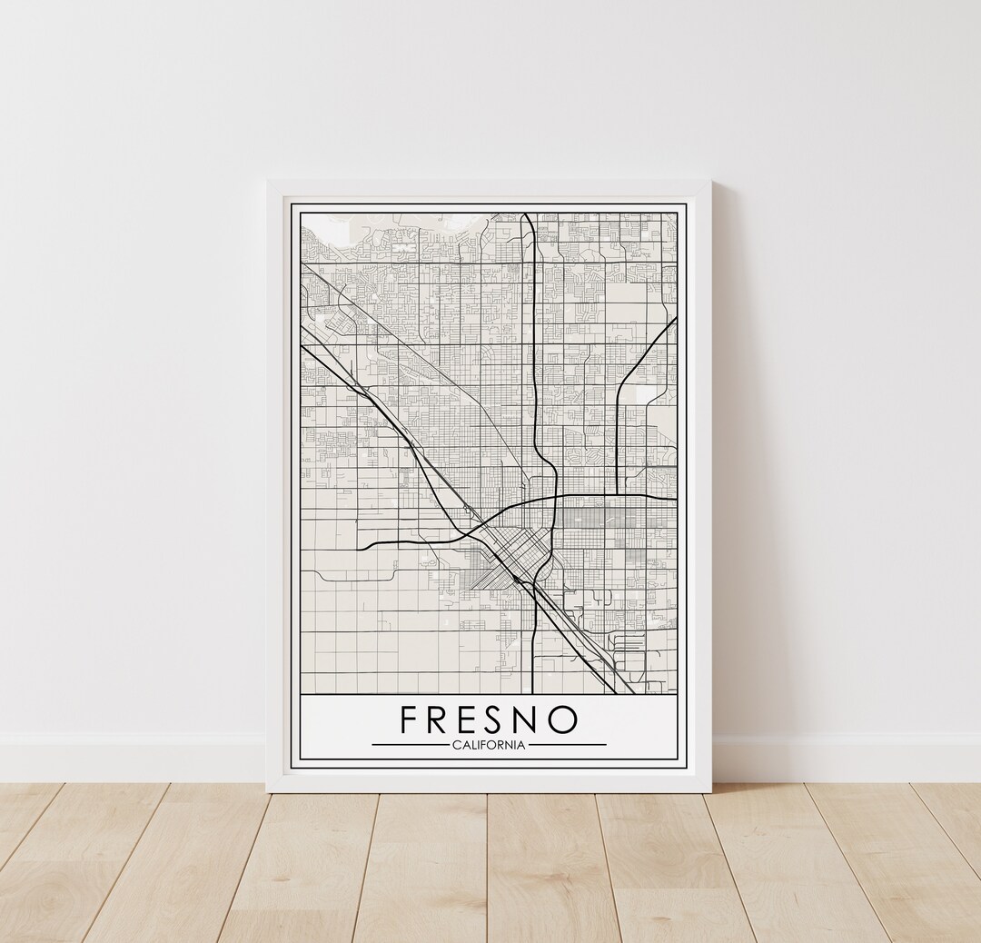 Fresno, California Map – California Digital Download – Fresno City ...