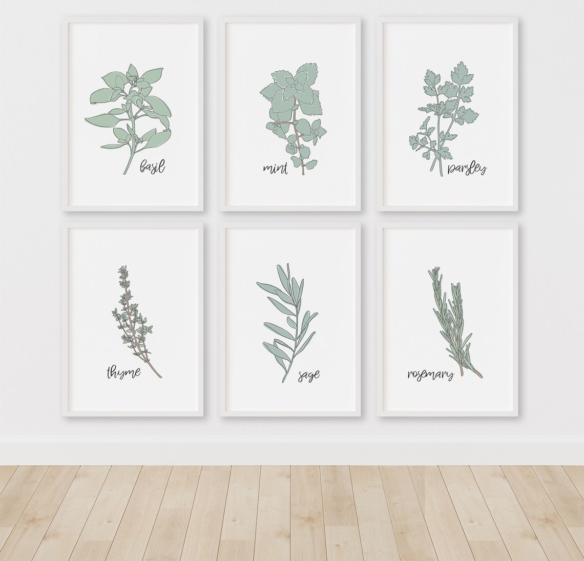 Herb Art Print | Basil Parsley Sage Rosemary Thyme Mint Watercolor ...
