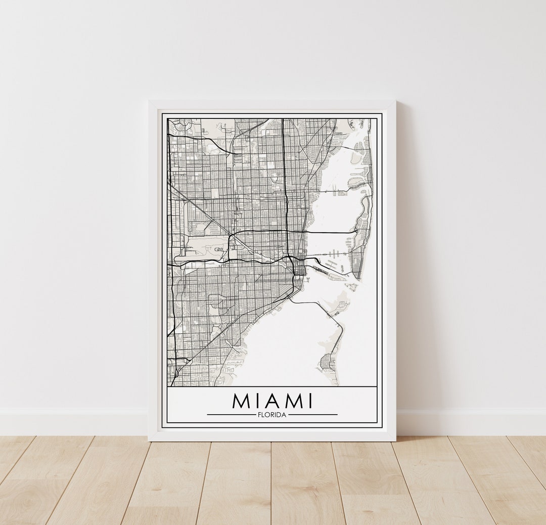 Miami, Florida Map – Florida Digital Download – Miami Printable Street ...