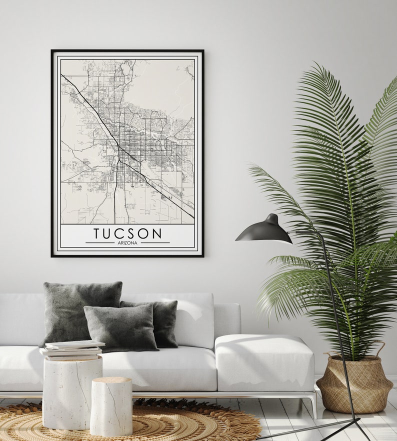Tuscon, Arizona Map - Arizona Map Digital Download - Tuscon Printable ...