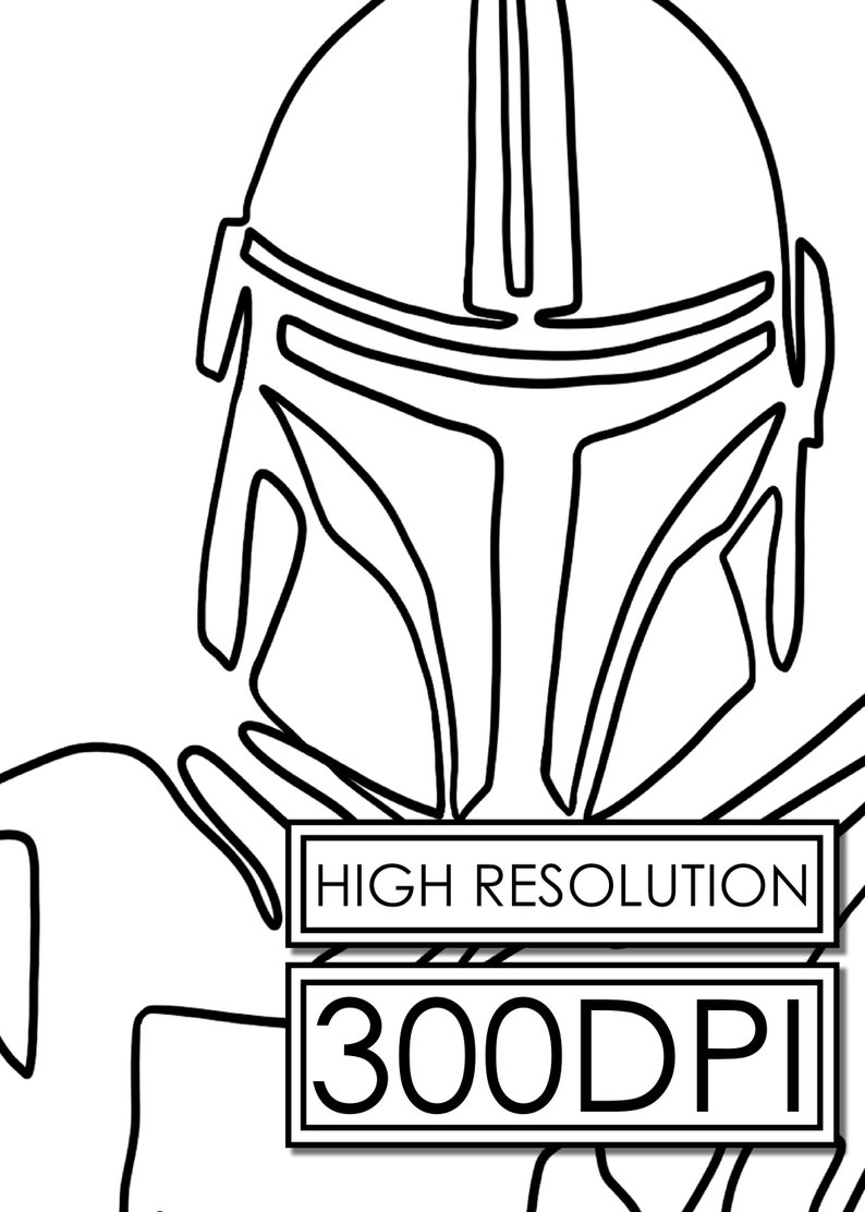 Star Wars Print: Mandalorian Star Wars Line Art Instant - Etsy