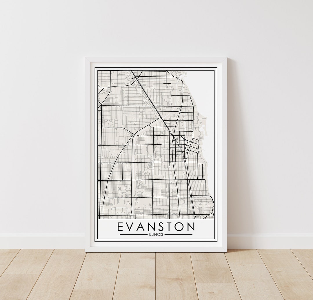 Evanston, Illinois Map – Illinois Map Digital Download – Northwestern ...