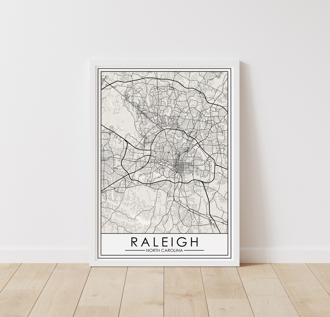 Raleigh, North Carolina Map – North Carolina Map Digital Download ...