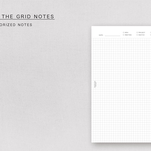 A5 the Grid Notes Categorized Notes Minimal Design - Etsy