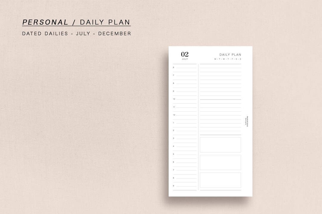 PERSONAL - DAILIES - Dated Daily Plan, Minimal but Functional, July ...