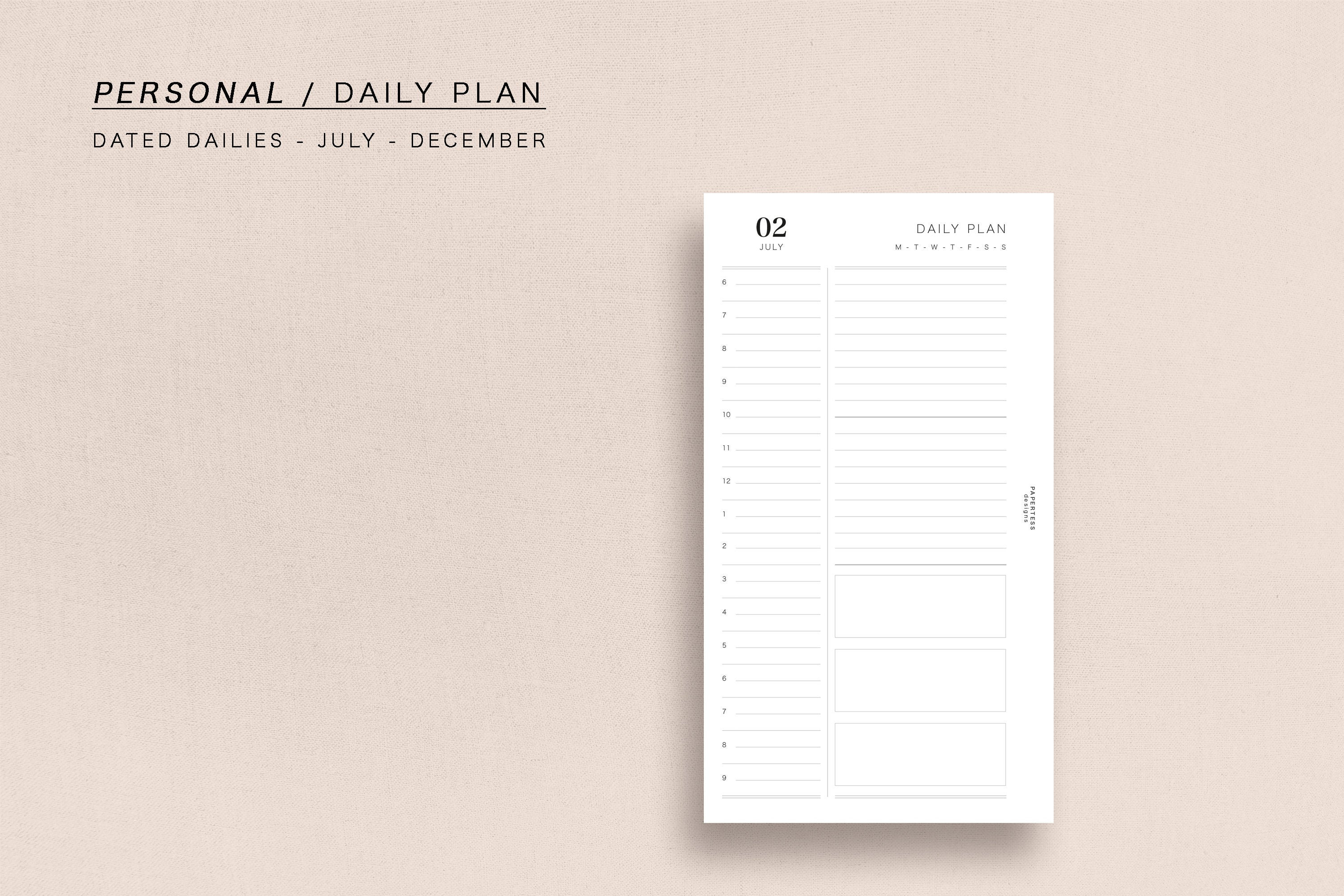 PERSONAL DAILIES Dated Daily Plan Minimal but Functional - Etsy