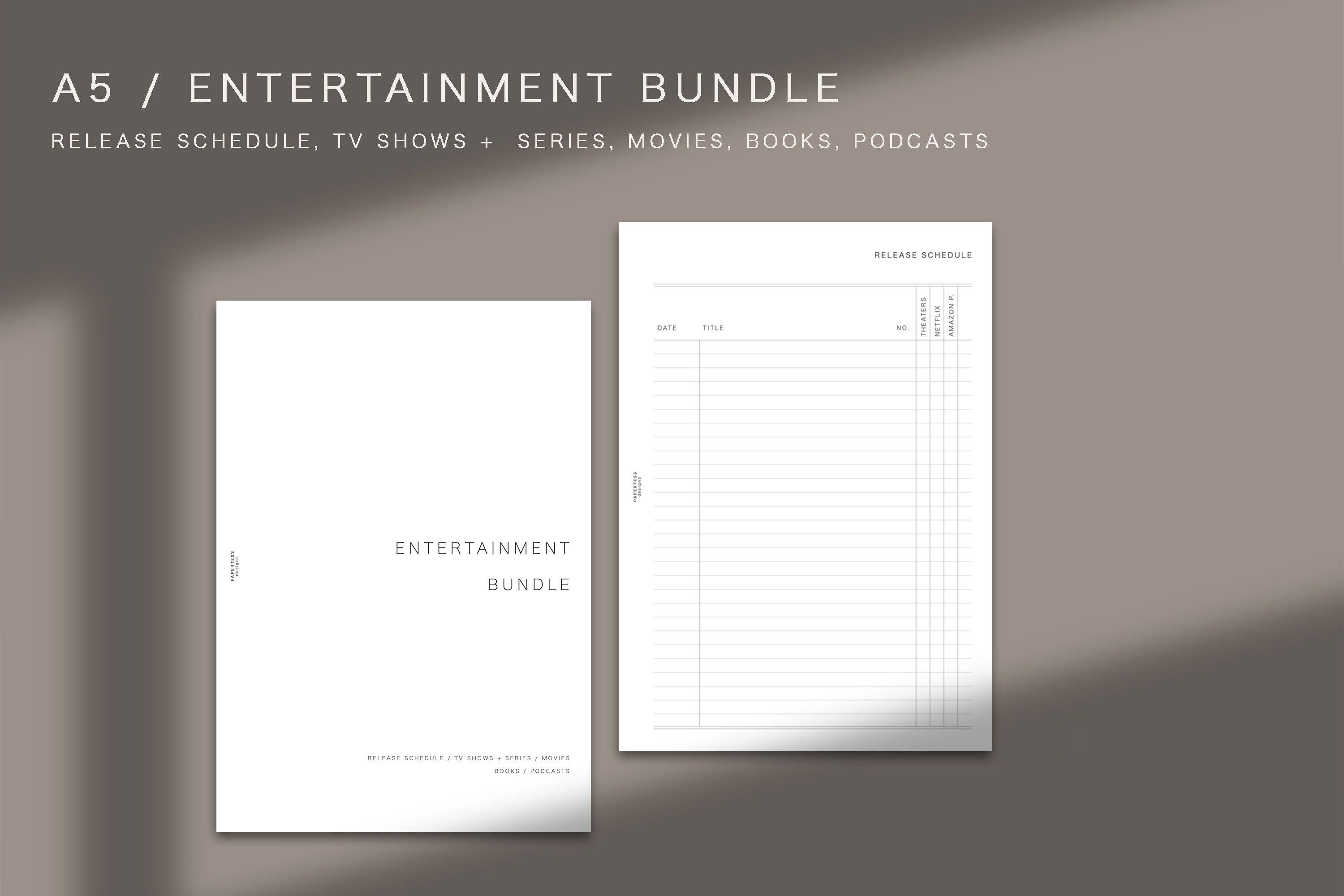 A5 - ENTERTAINMENT BUNDLE, Printable Insert - Etsy