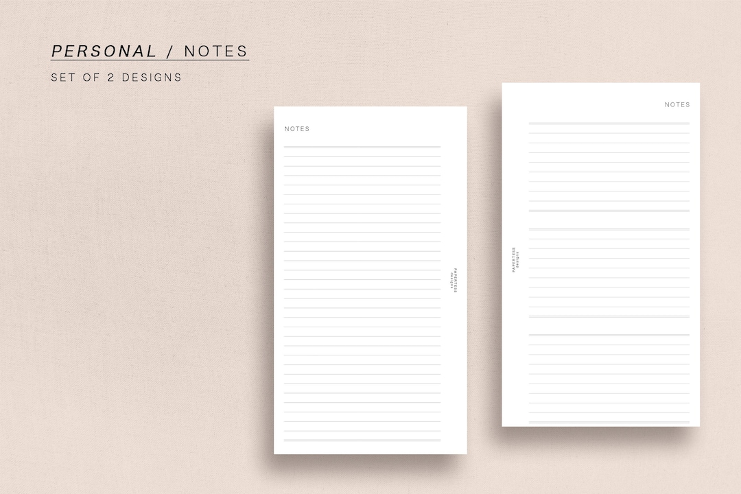 Personal - NOTES - 2 Sets of Minimal Notes Designs, PERSONAL Size ...