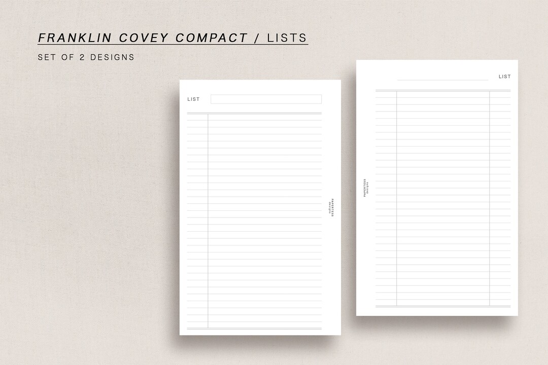 FC Compact - LISTS - 2 Sets of Minimal Designs, Franklin Covey Compact ...