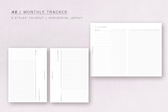 A6 Monthly Tracker Minimal Design Printable Insert | Etsy