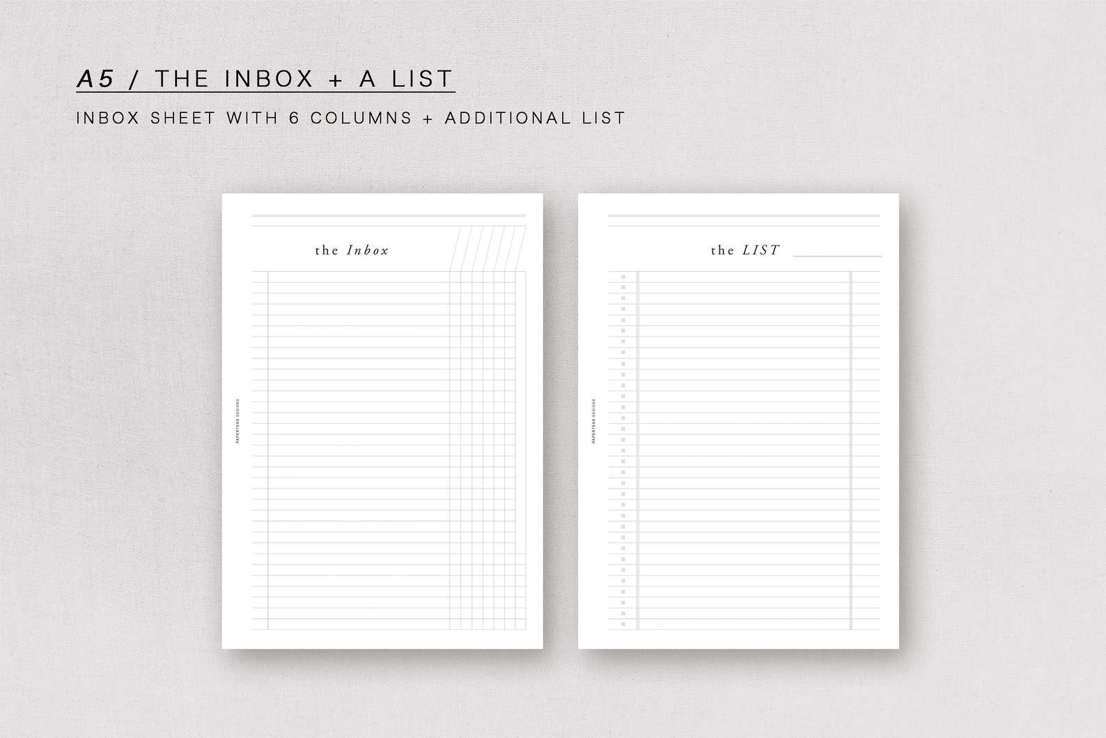 A5 the INBOX and a LIST Minimal Design Printable Insert - Etsy
