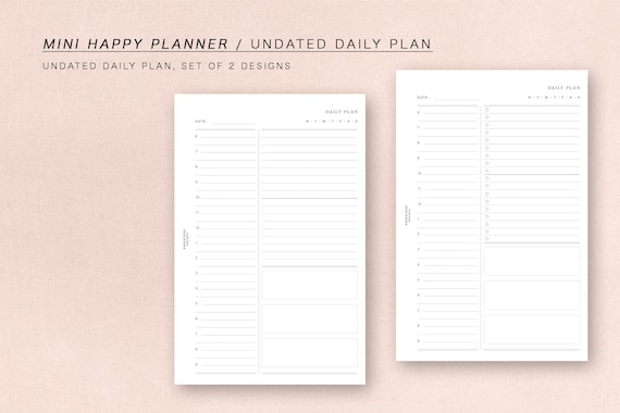 MINI Happy Planner UNDATED Daily Plan minimal design | Etsy
