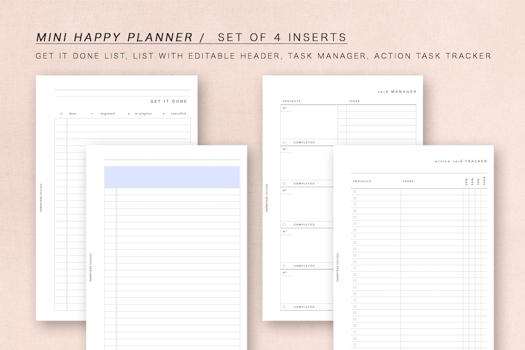 MINI HP - Task Manager - Set, Minimal Design, Printable Insert - Etsy