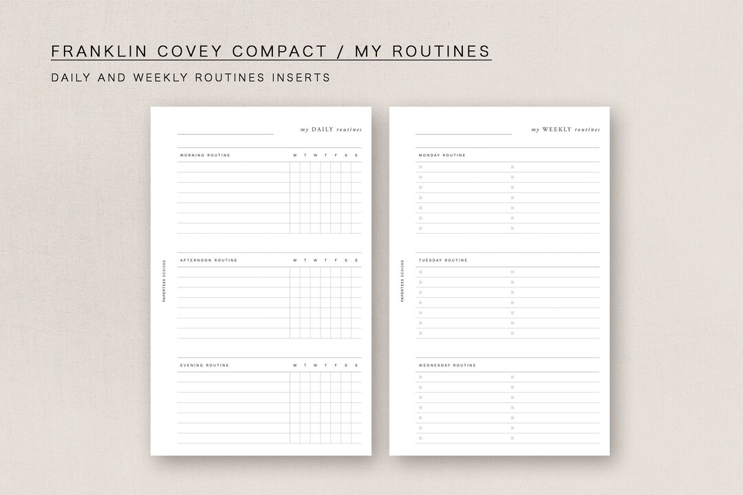 FC Compact - My Daily + Weekly Routines Tracker - Minimal Design, Printable Insert - Etsy