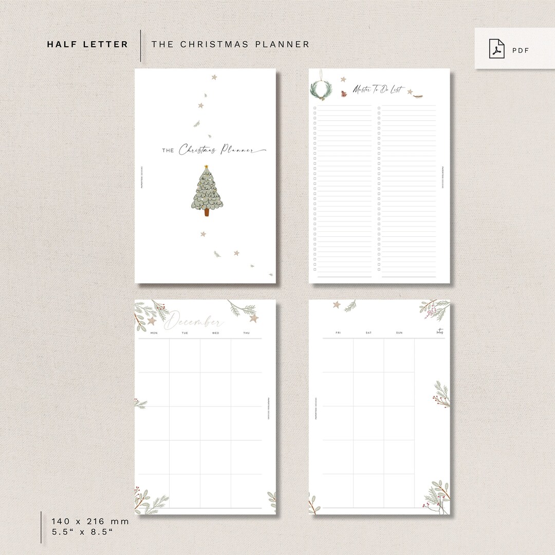 Half Letter - the CHRISTMAS PLANNER - Undated, Monday + Sunday Start ...