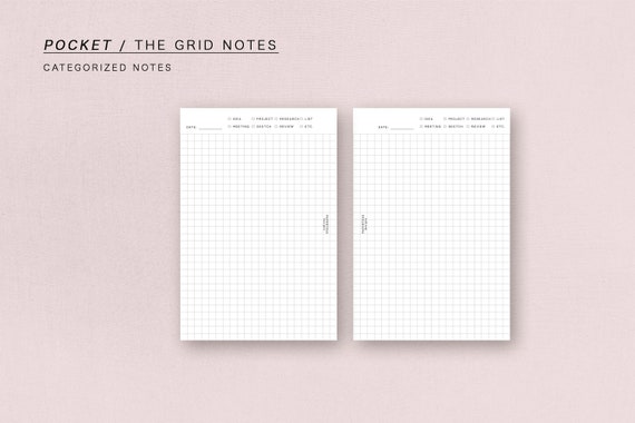 POCKET the Grid Notes Categorized Notes Minimal Design | Etsy