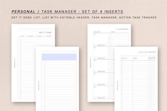 PERSONAL Task Manager Set Minimal Design Printable - Etsy UK