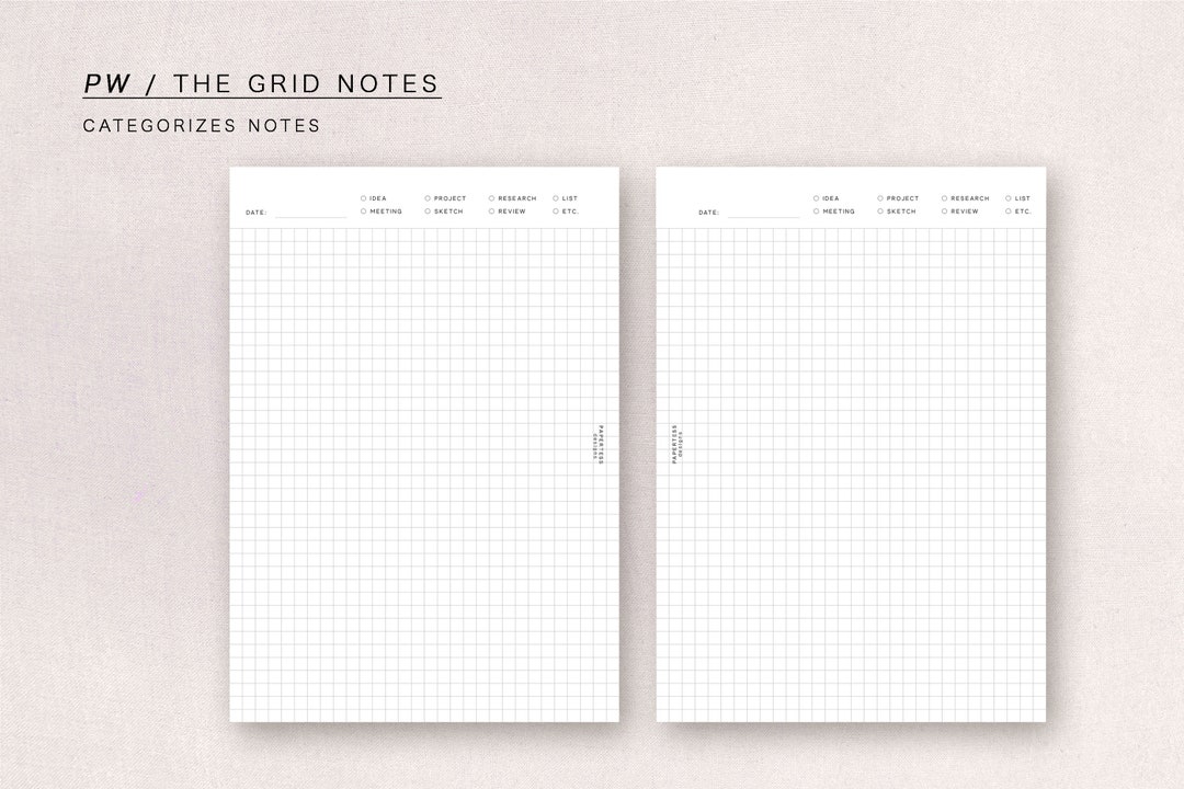 PW - the Grid Notes, Categorized Notes, Minimal Design, Printable ...