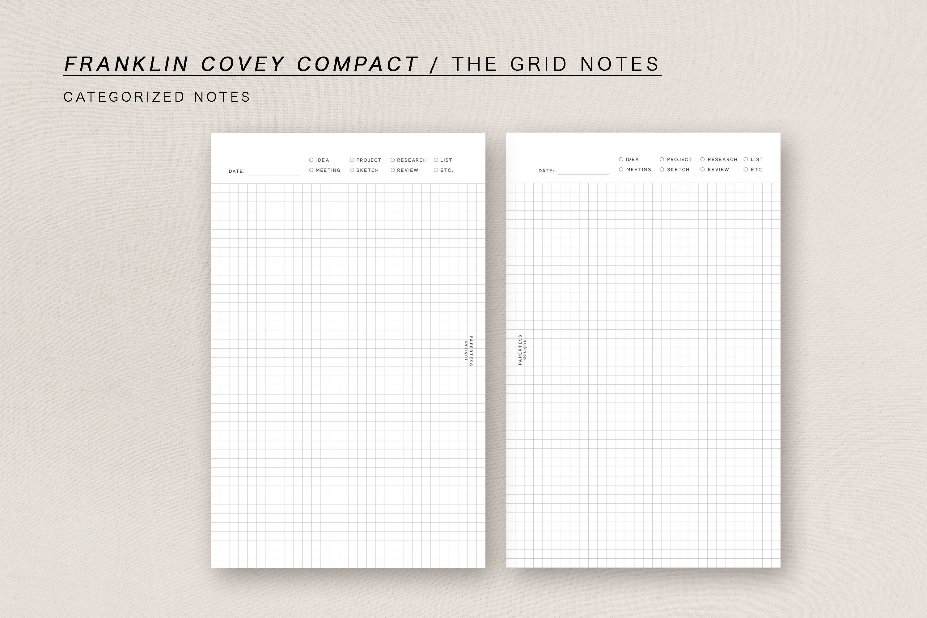 printable inserts minimal design categorized notes FC Compact The Grid ...