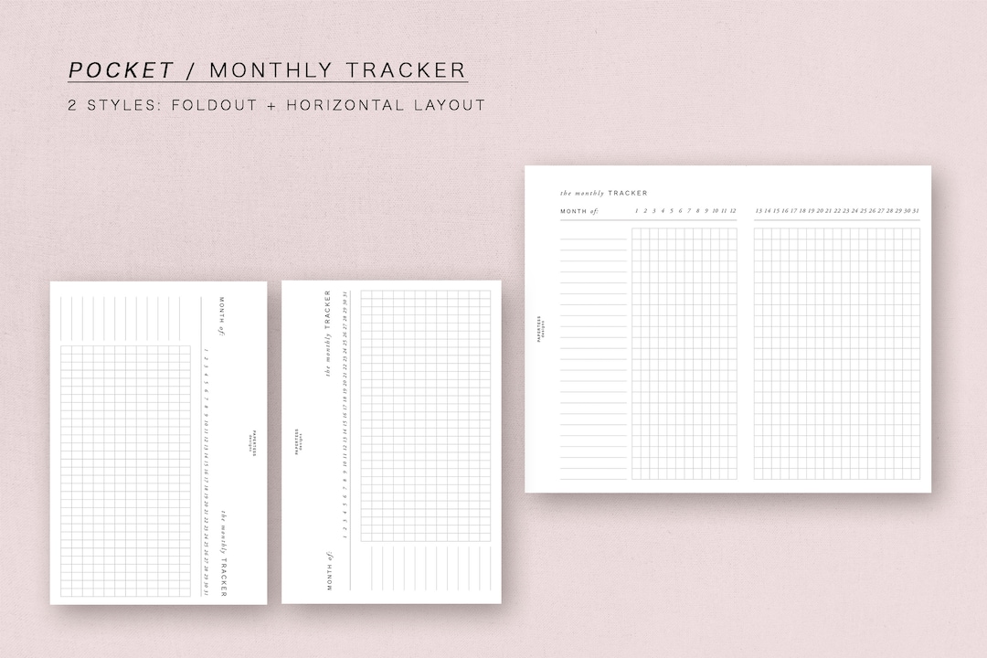 POCKET - Monthly Tracker - Minimal Design, Printable Insert - Etsy
