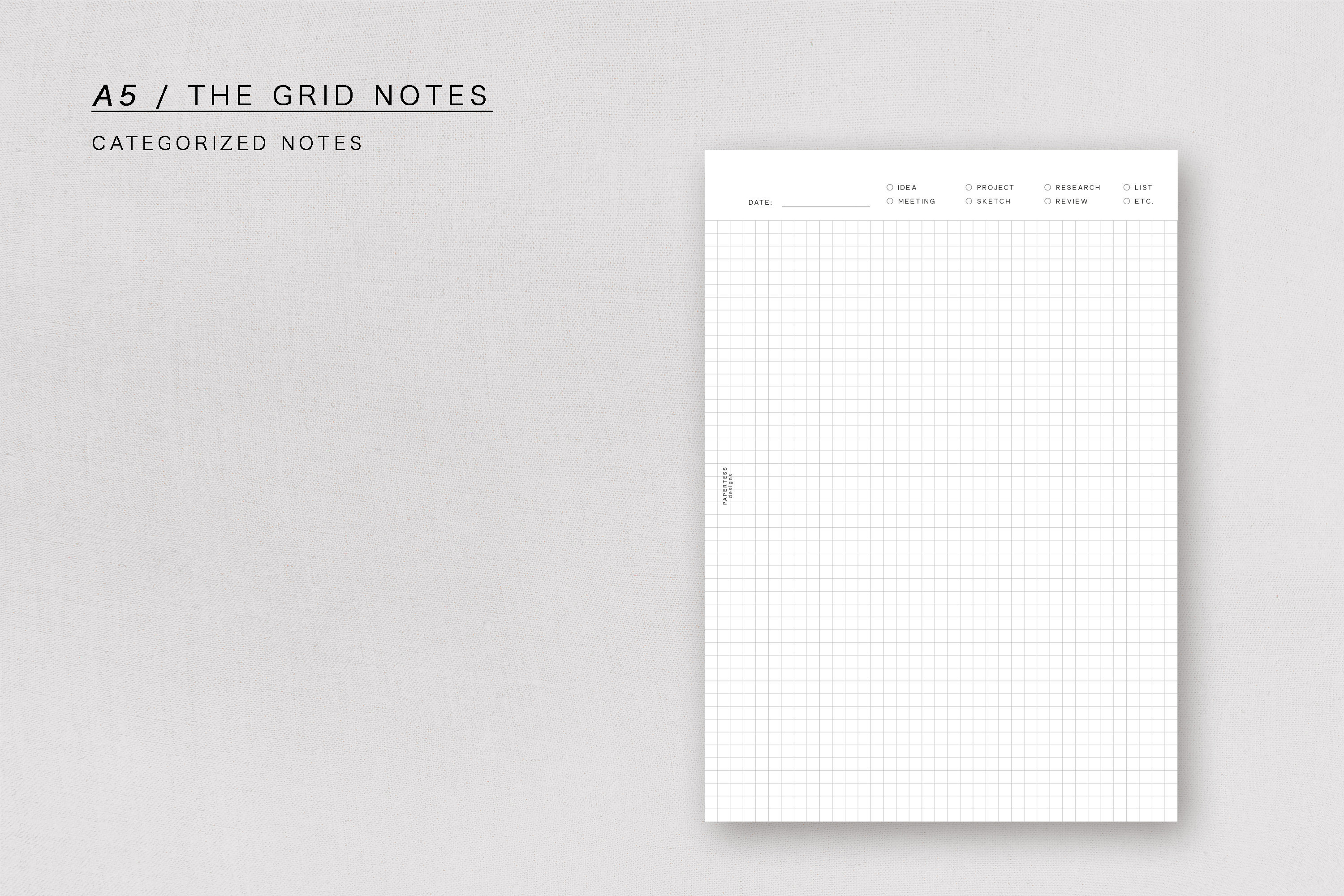 A5 The Grid Notes categorized notes minimal design | Etsy