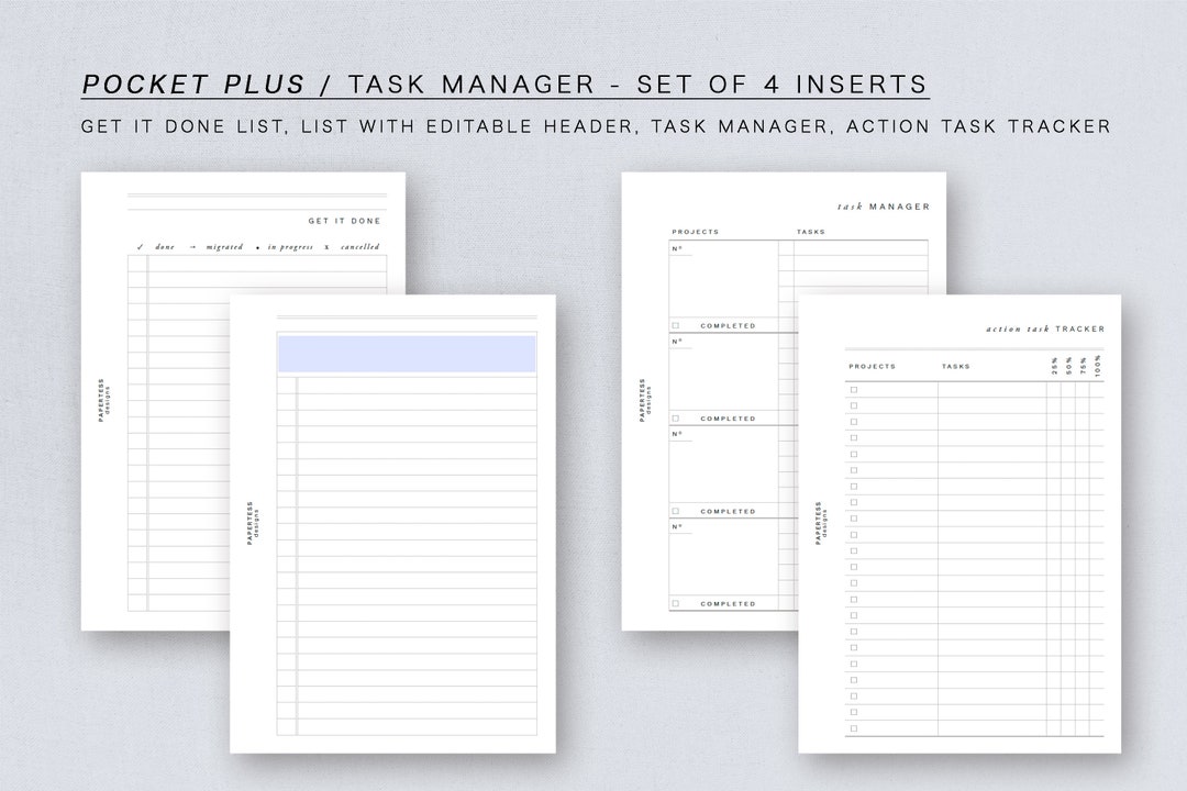 POCKET PLUS - Task Manager - Set, Minimal Design, Printable Insert - Etsy
