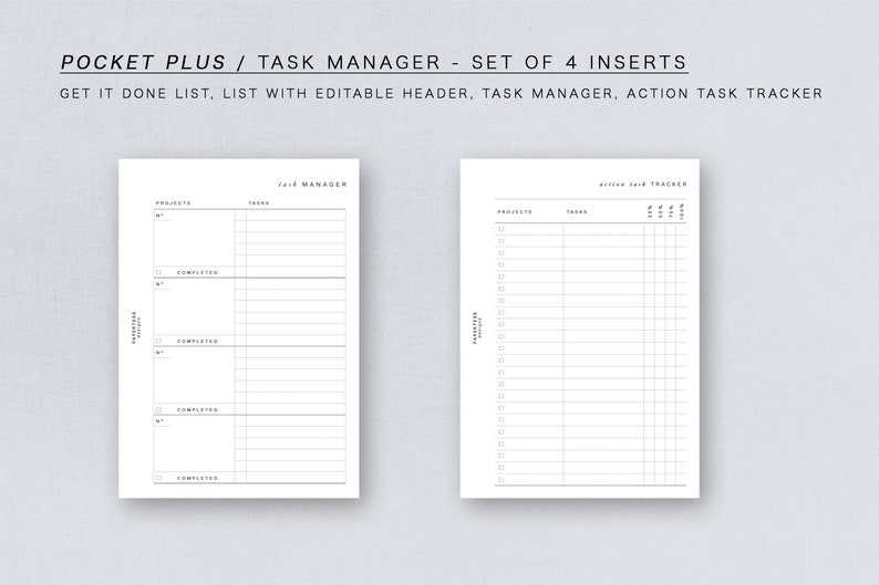 POCKET PLUS - Task Manager - Set, Minimal Design, Printable Insert - Etsy