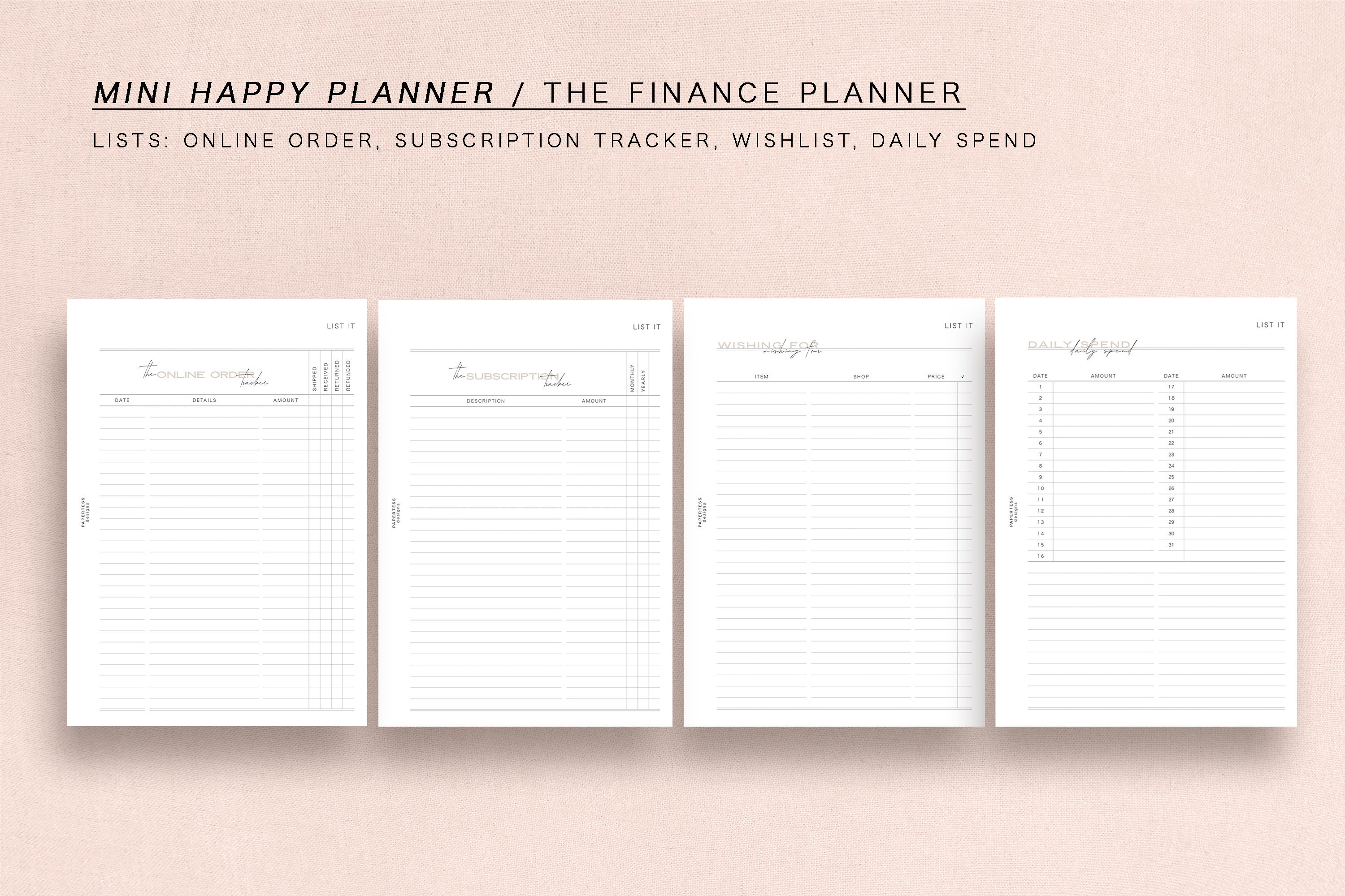 MINI HP The Finance Planner printable inserts | Etsy