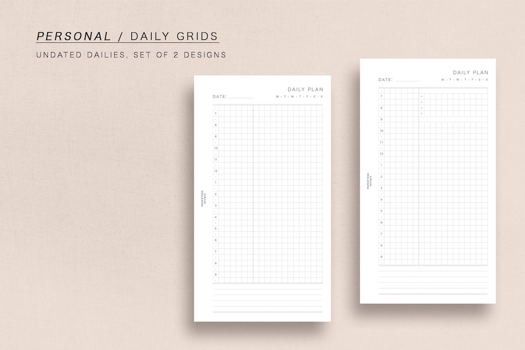 PERSONAL - UNDATED Daily Grids, Printable Inserts - Etsy