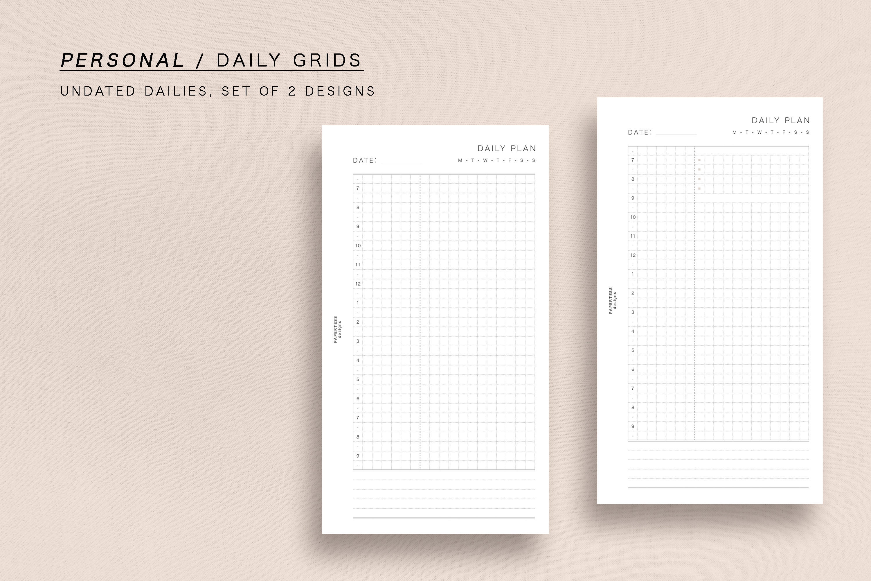 PERSONAL UNDATED Daily Grids Printable Inserts - Etsy