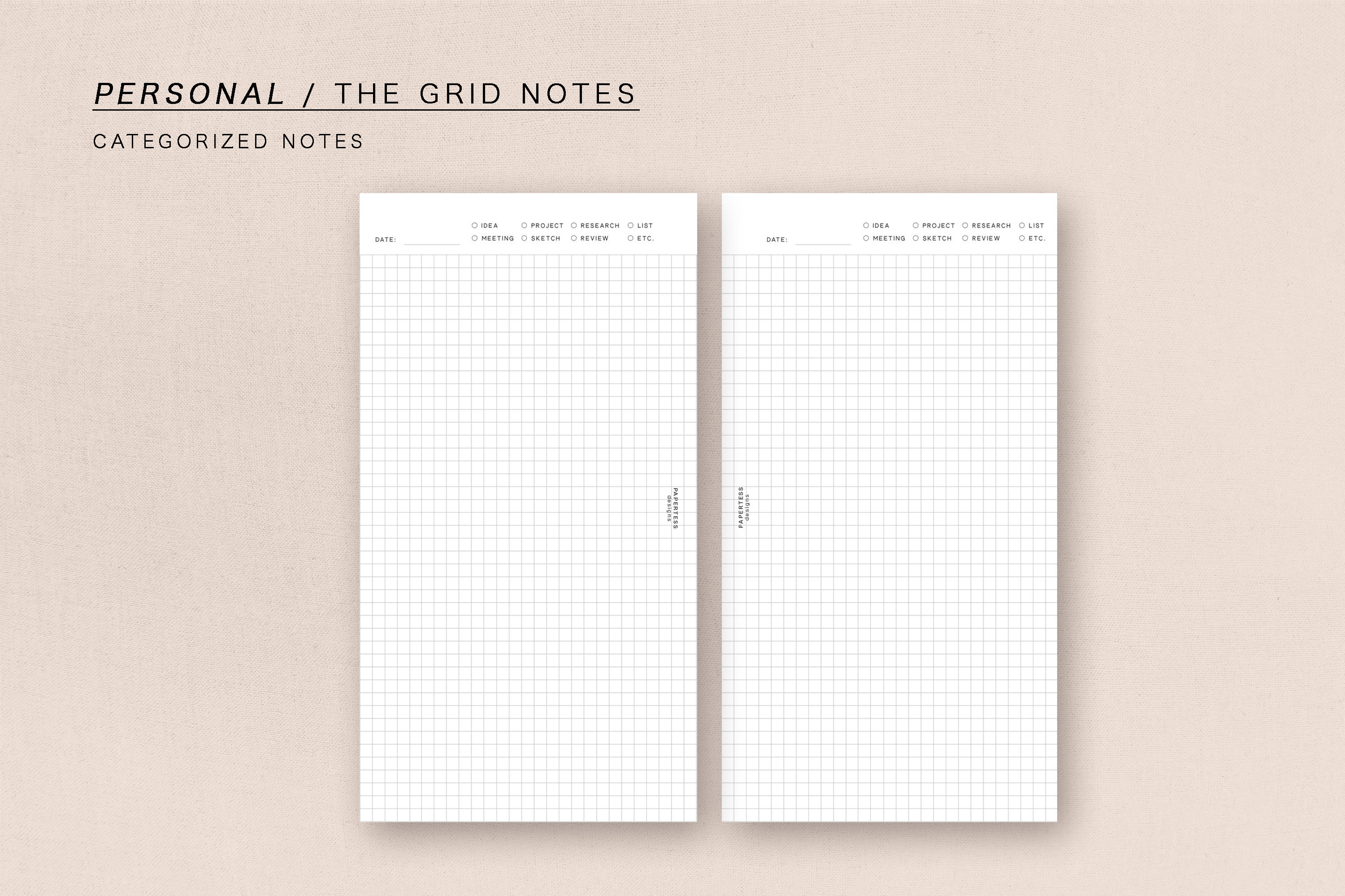 Personal The Grid Notes categorized notes minimal design | Etsy