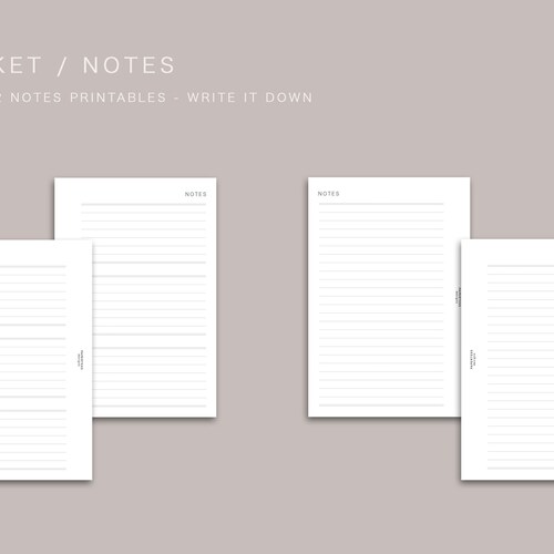 POCKET NOTES 2 Sets of Minimal NOTES Designs Printable - Etsy