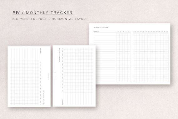 PW monthly tracker minimal design printable insert | Etsy