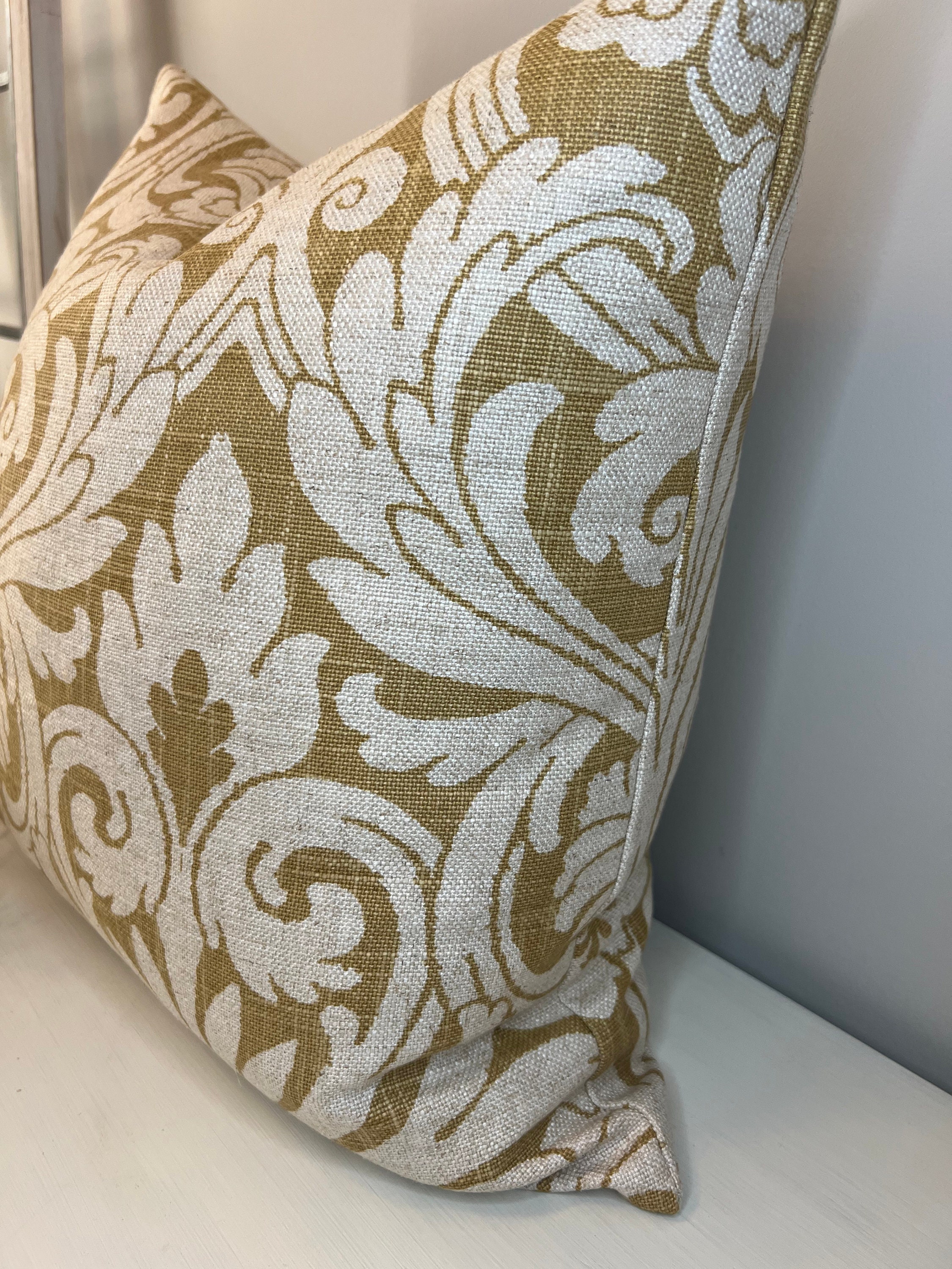 Gold Scroll Pillow Cover Gold Tan Scroll Floral Pillow Cover - Etsy