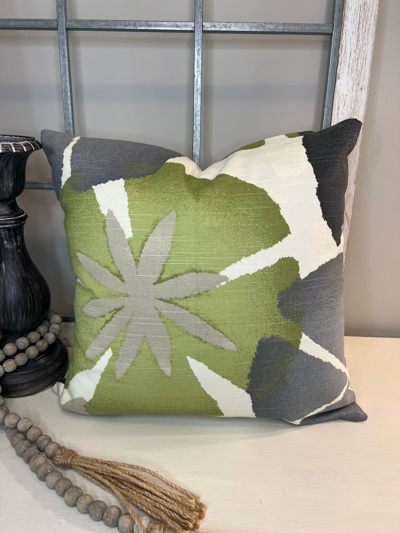 Designer Green and Grey Indoor Pillow Cover Green Cotton - Etsy