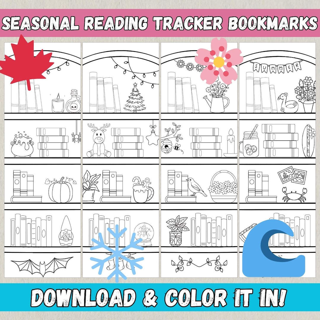 Four Seasons Reading Tracker Bookmarks – Download & Color-it-in - Etsy