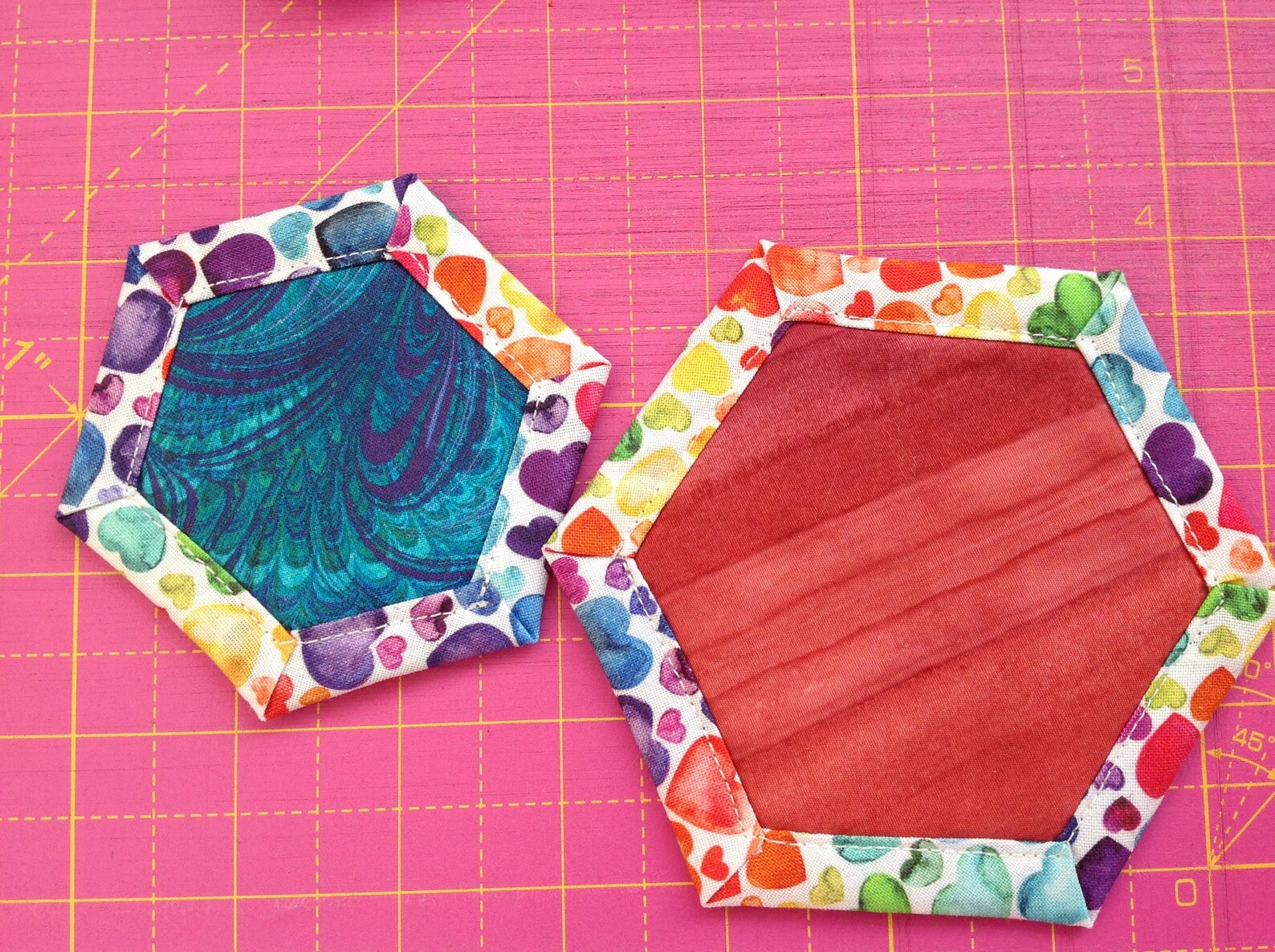 Quilt as You Go Hexagon Tablemat and Coasters Kit Rainbow - Etsy