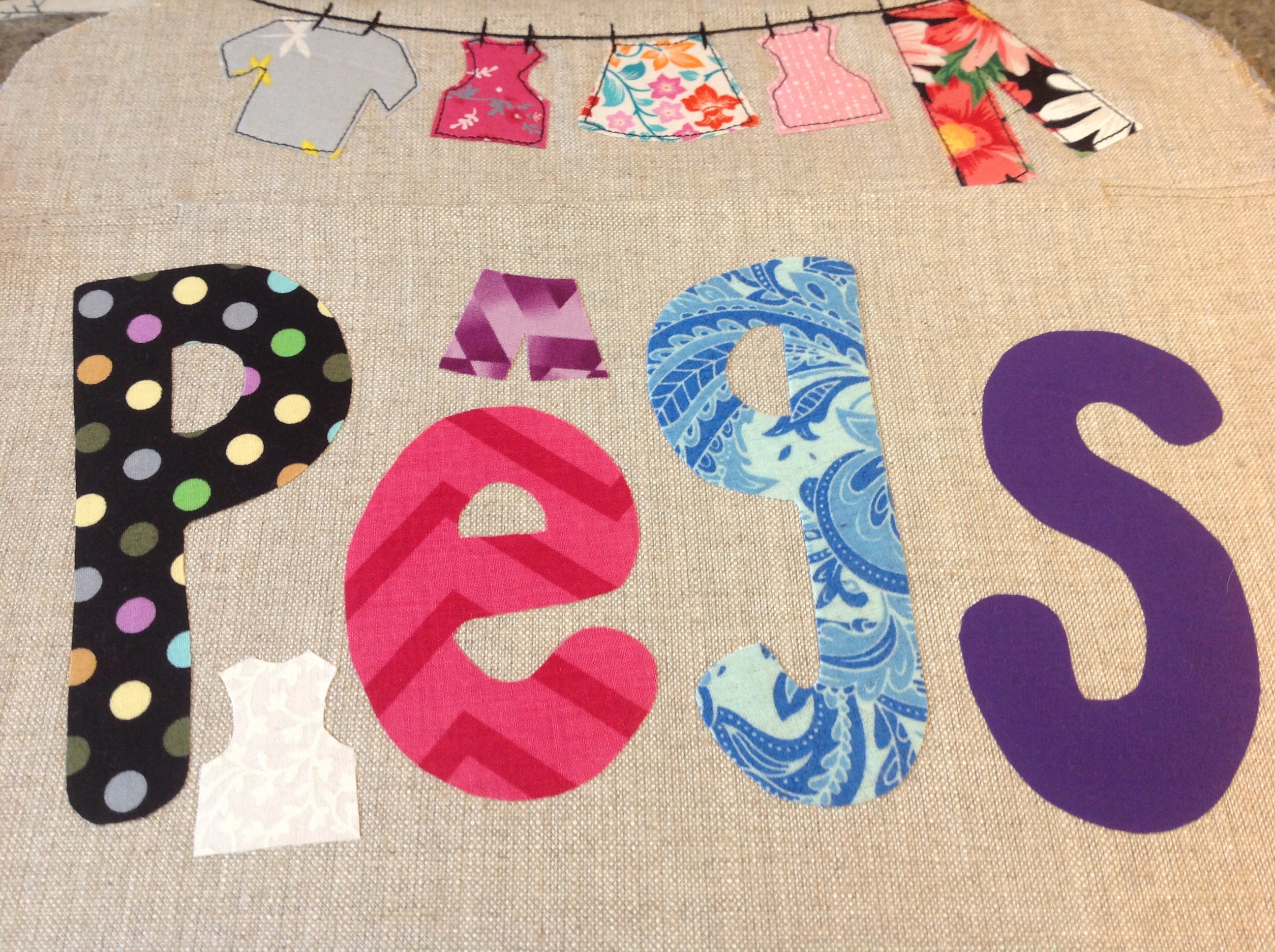 Appliqued Peg Bag Pattern - Lined and Raw Edged Applique - Sew With ...