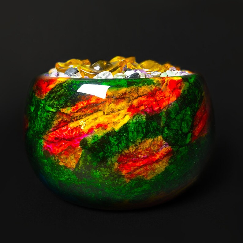 ARTFINITY™ - Rainbow Stone Treasure Bowl, Feng Shui Decor Chinese ...