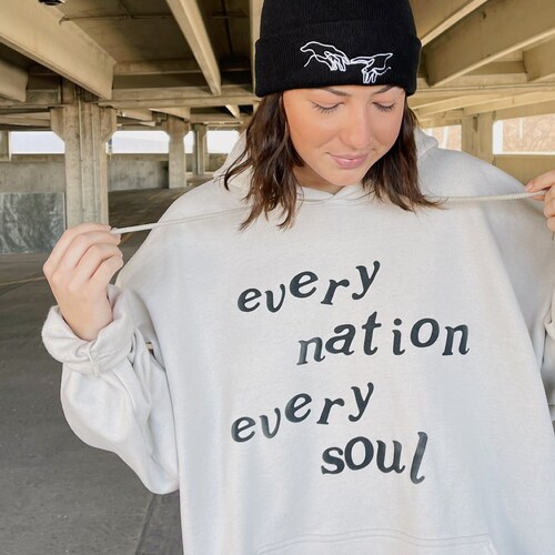 Every Nation Every Soul Puff-print Hoodie Daniel 7:14 Sand - Etsy